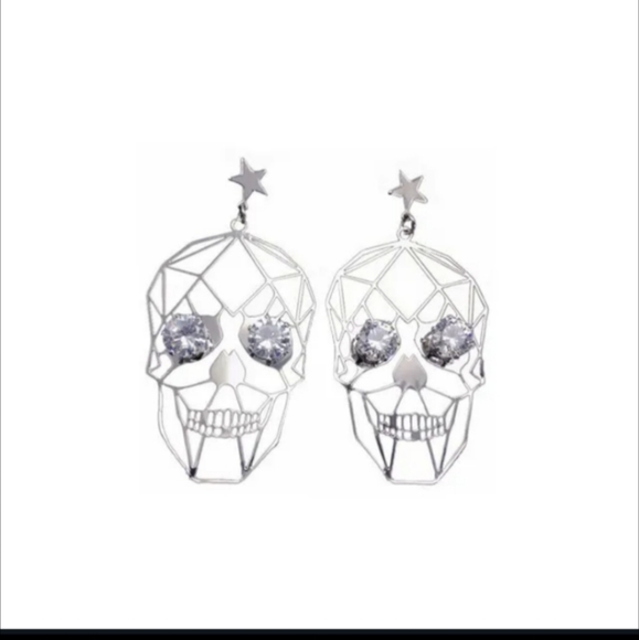 Jewelry | 2xhp Nwt Adorable Goth Halloween Sugar Skull Dangling ...